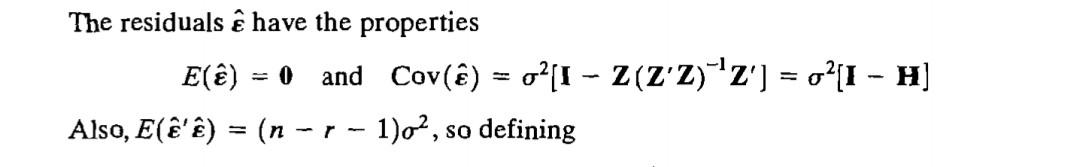 Solved The residuals ε^ have the properties E(ε^)=0 and | Chegg.com