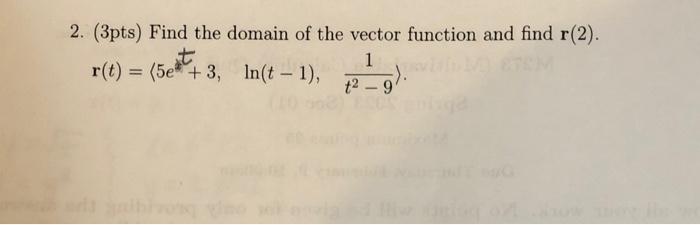 Solved 2. (3pts) Find the domain of the vector function and | Chegg.com