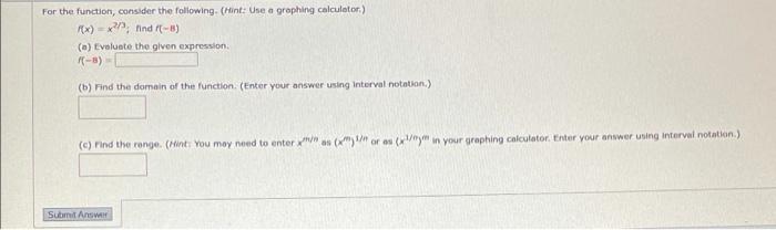 Solved For the function, consider the following. (Hint: Use | Chegg.com