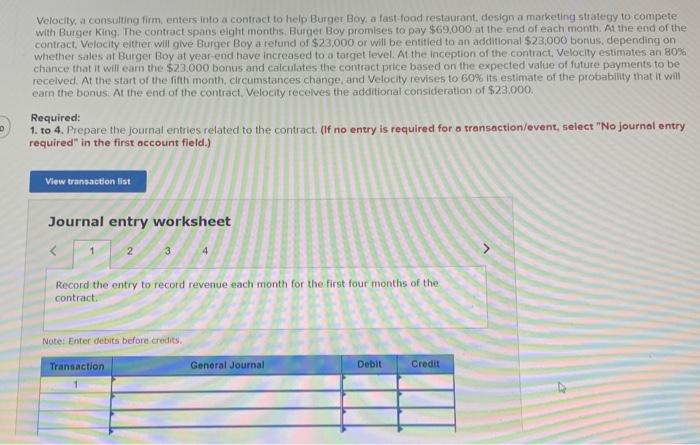 Solved Velocity, a consulting firm, enters into a contract | Chegg.com