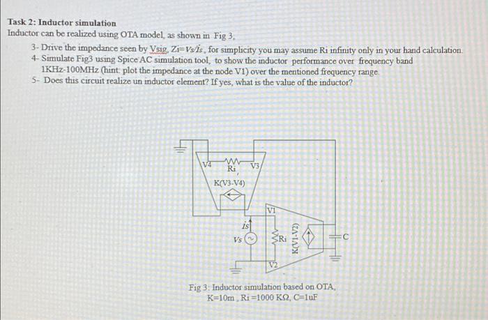 Solved Task 2: Inductor simulation Inductor can be realized | Chegg.com