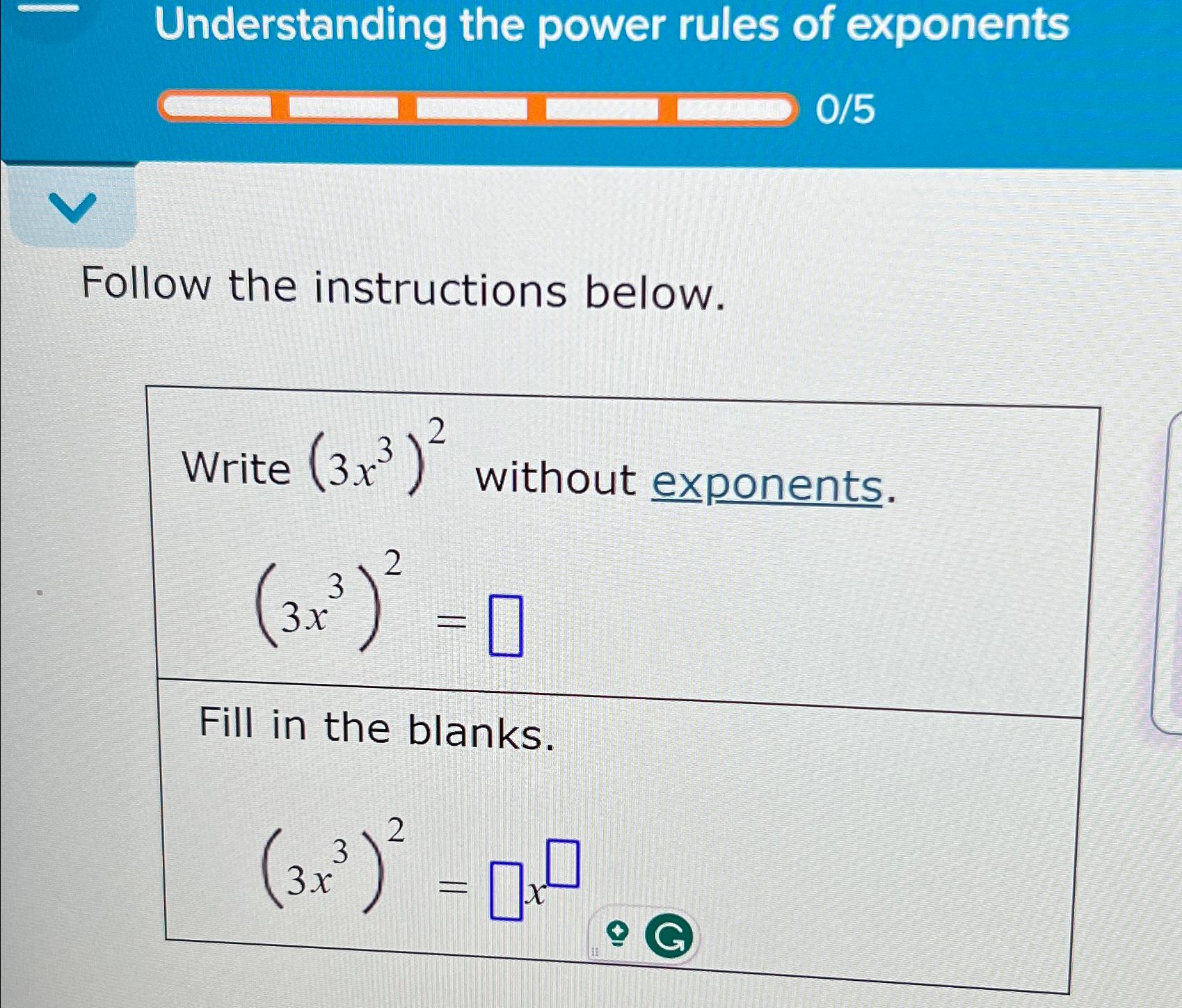 Solved Understanding the power rules of exponentsFollow the | Chegg.com