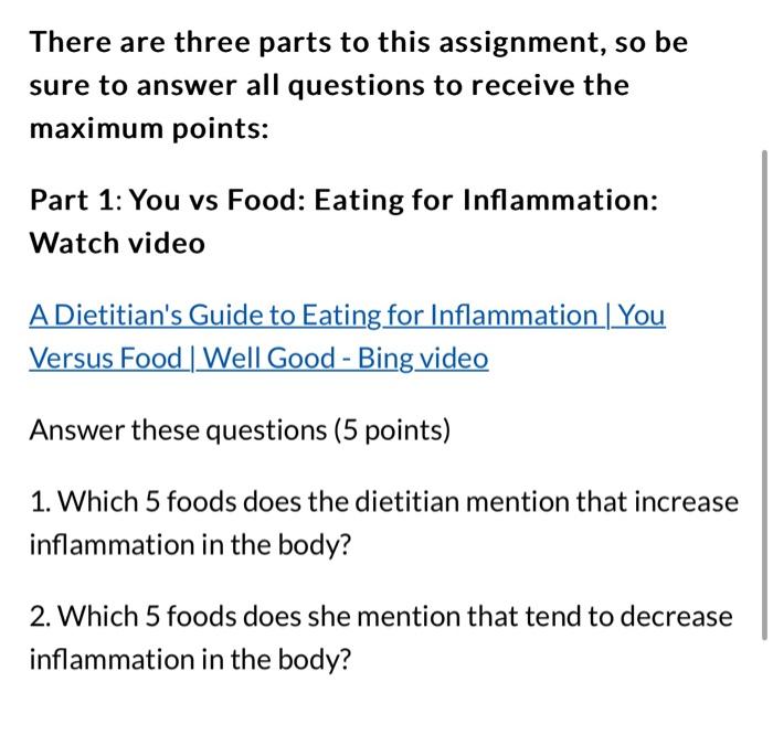 Part 2: How the Food you eat affects your Gut: Watch | Chegg.com
