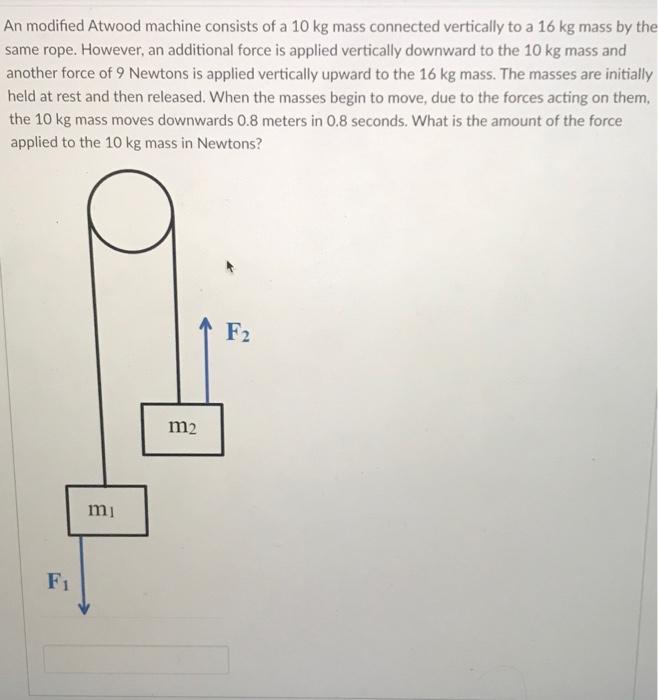 Solved An modified Atwood machine consists of a 10 kg mass | Chegg.com