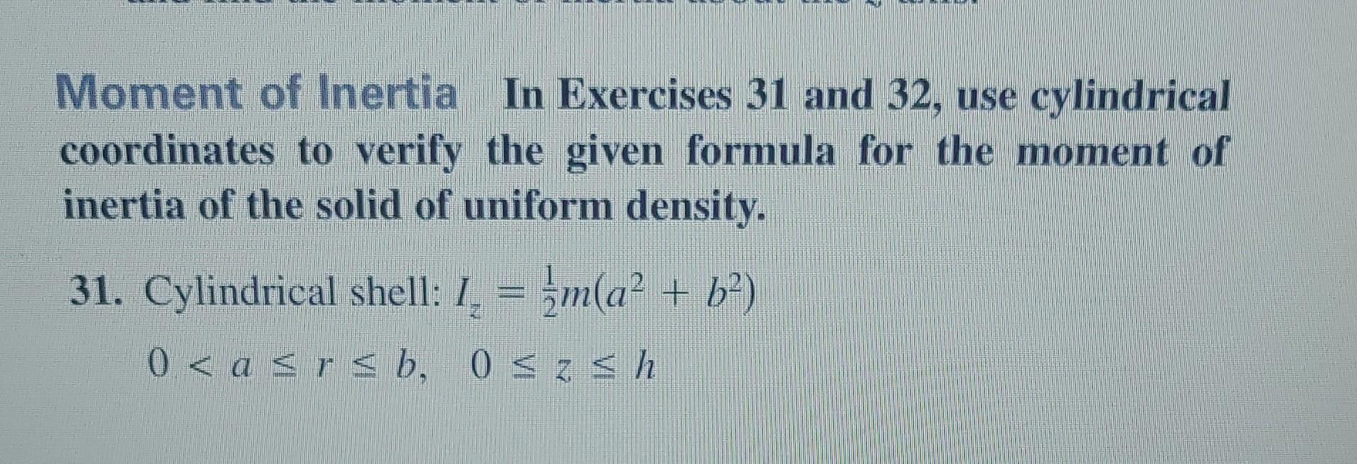 Solved Moment of Inertia In Exercises 31 and 32, use | Chegg.com