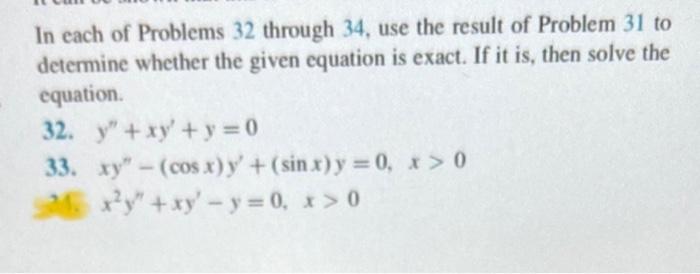 Solved In each of Problems 32 through 34 , use the result of | Chegg.com