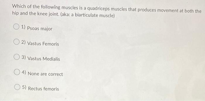 Solved Which of the following muscles is a quadriceps | Chegg.com