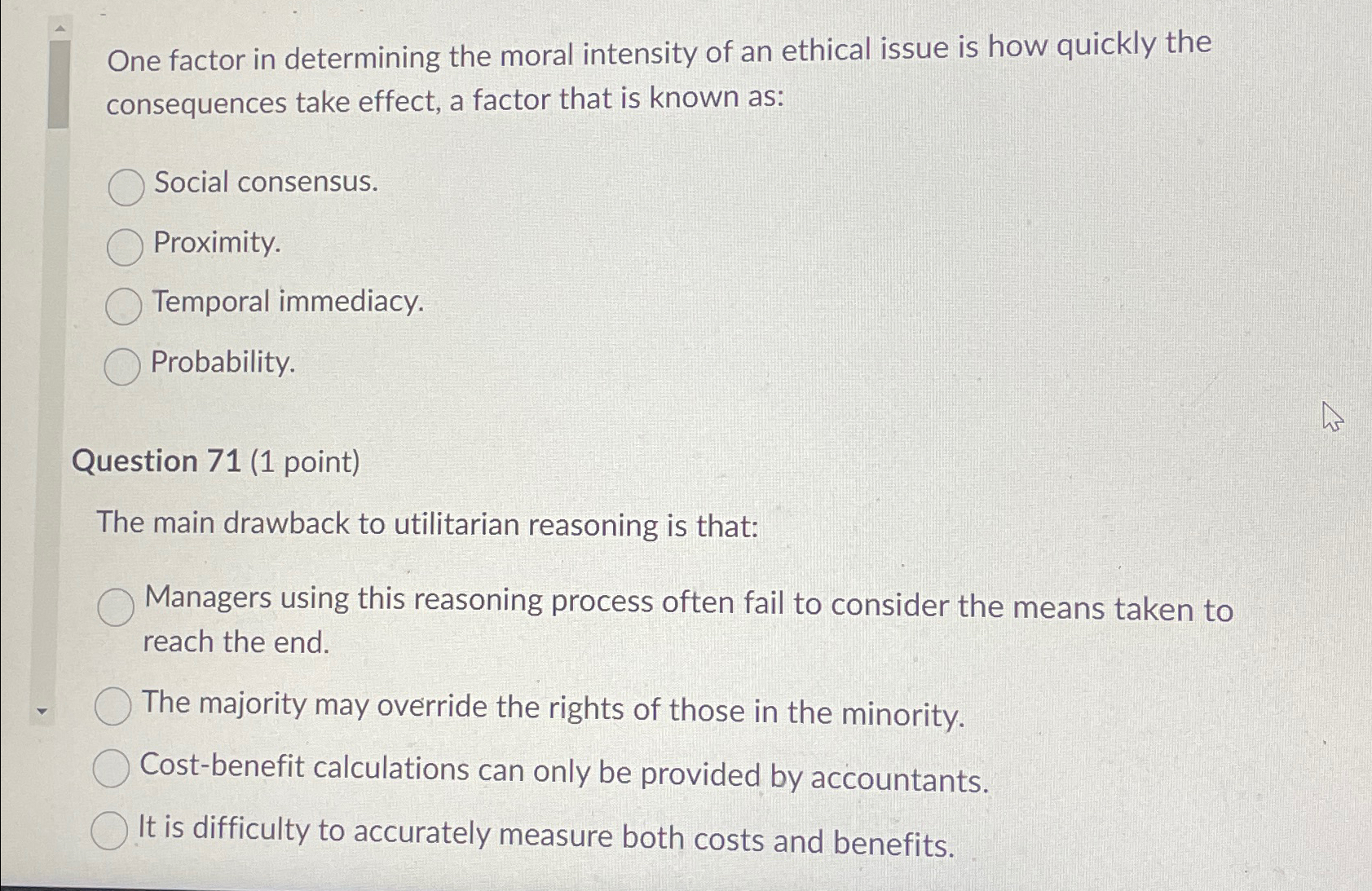 Solved One factor in determining the moral intensity of an | Chegg.com