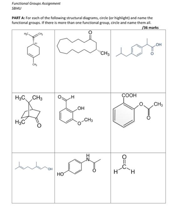 Solved Functional Groups Assignment SBI4U HO å ha ta HS OH | Chegg.com