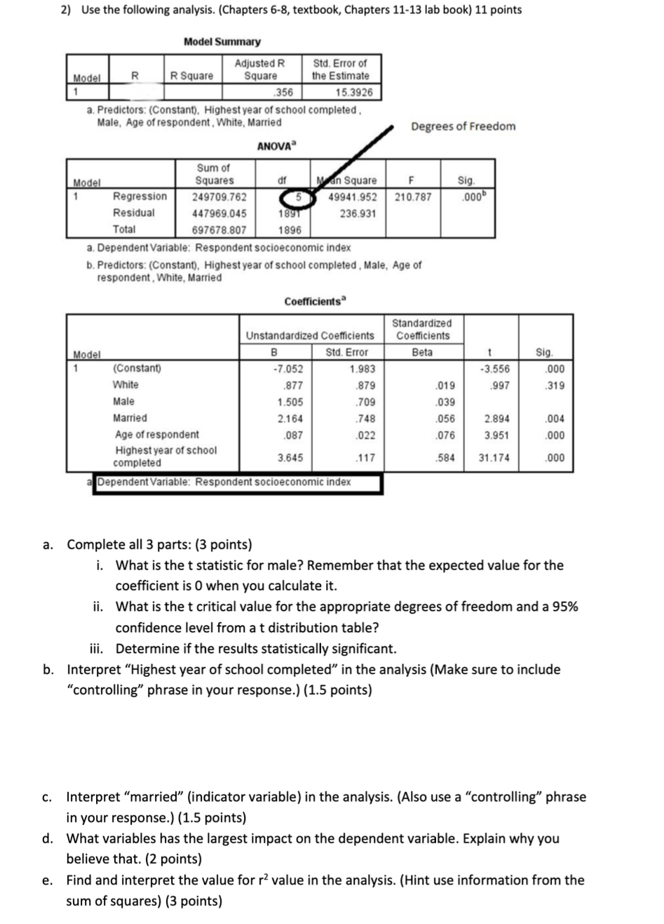 Solved Use the following analysis. (Chapters 6-8, ﻿textbook, | Chegg.com