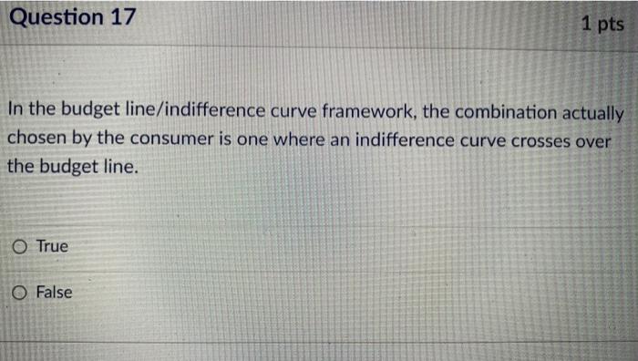 Solved In the budget line/indifference curve framework, the | Chegg.com