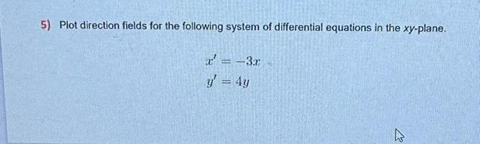 Solved 5) Plot direction fields for the following system of | Chegg.com