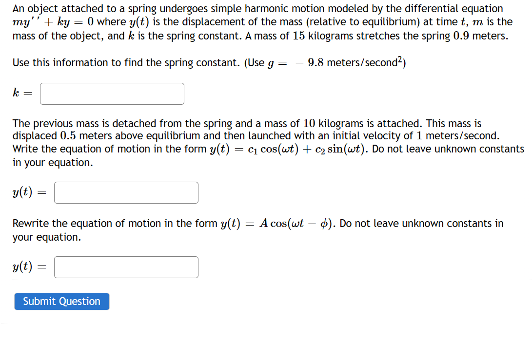 Solved An object attached to a spring undergoes simple | Chegg.com