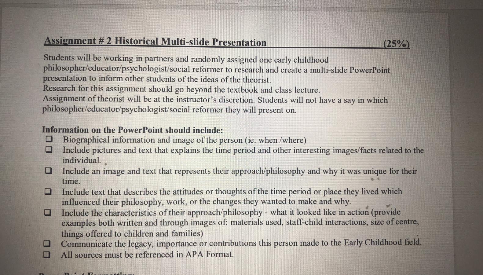 Solved Assignment # 2 ﻿Historical Multi-slide | Chegg.com