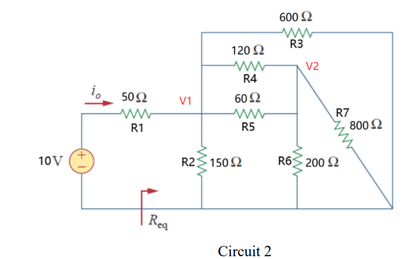 Calculate V1, V2, and Io in Circuit 2. Calculate | Chegg.com Calculate V1, V2, and Io in Circuit 2. Calculate | Chegg.com