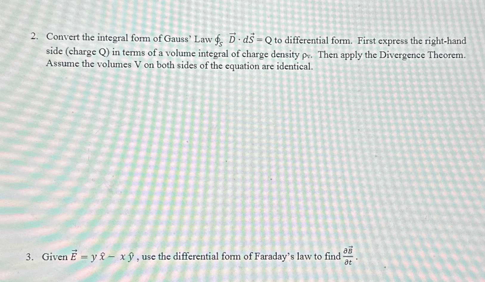 Convert the integral form of Gauss' Law | Chegg.com