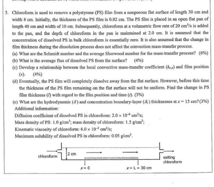Solved 3. Chloroform is used to remove a polystyrene (PS) | Chegg.com
