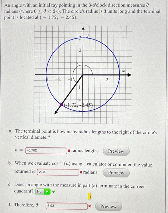 Solved An angle with an initial ray pointing in the 3−o′ | Chegg.com