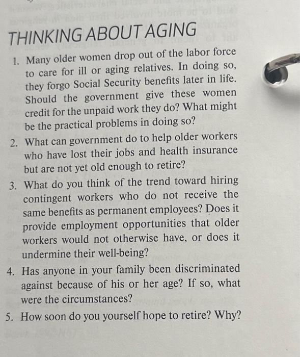 1. Many older women drop out of the labor force to | Chegg.com