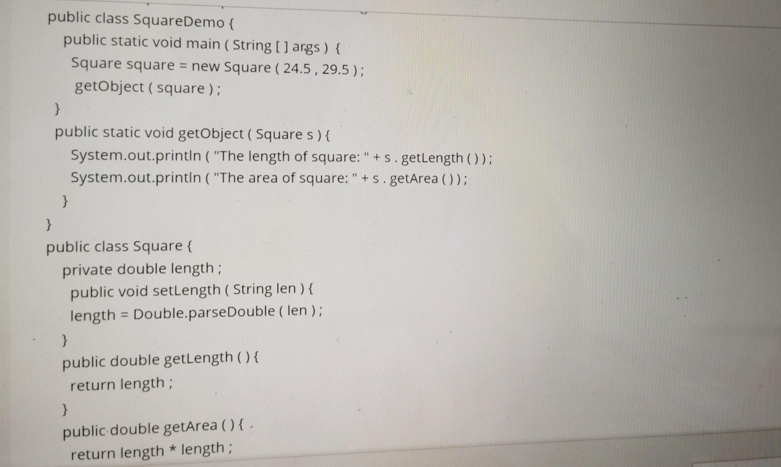 Solved public class SquareDemo { public static void | Chegg.com