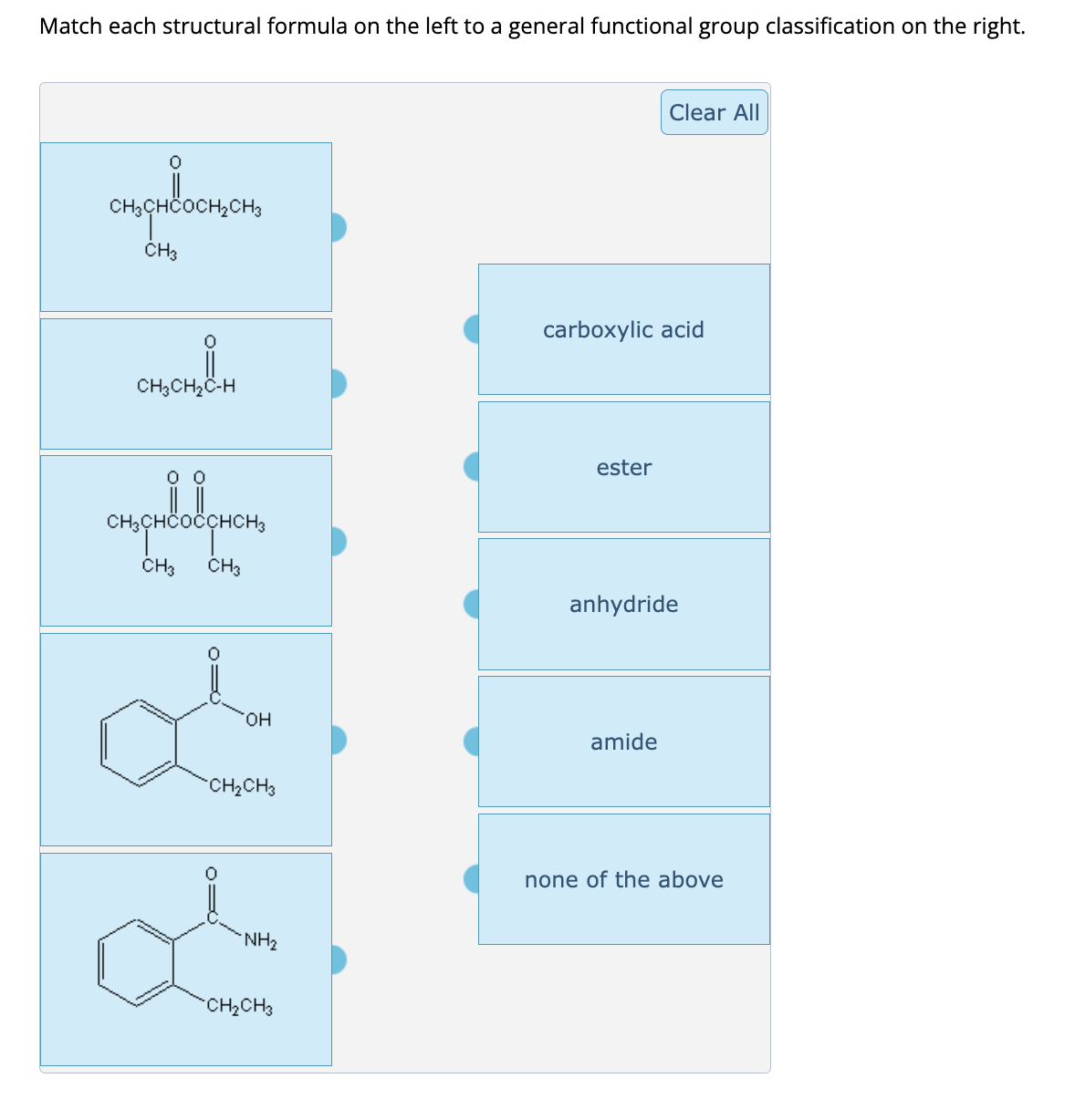 Solved Match each structural formula on the left to a | Chegg.com