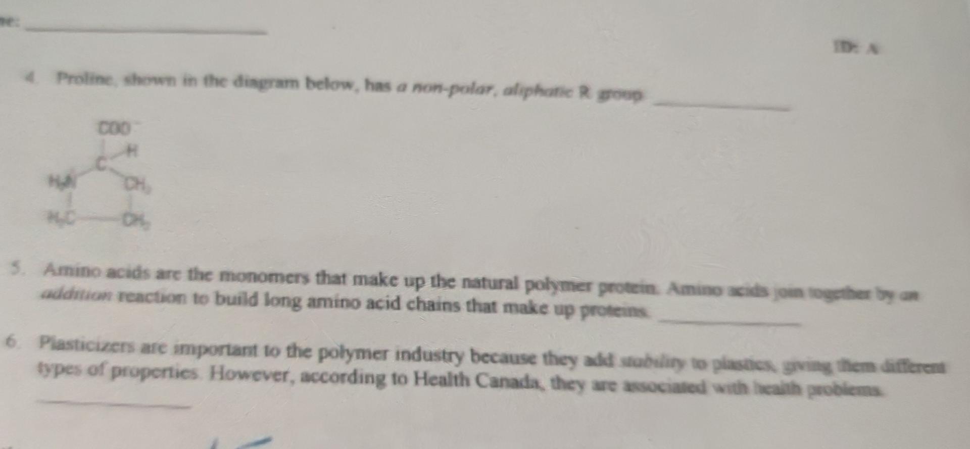 Solved 4. Proline, shown in the diagram below, has a | Chegg.com