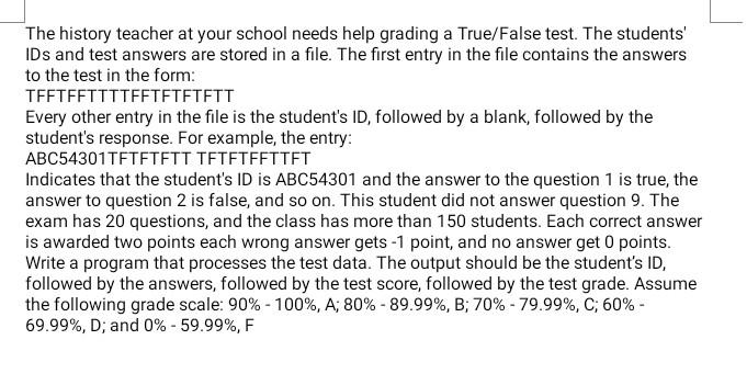 Solved The history teacher at your school needs help grading | Chegg.com