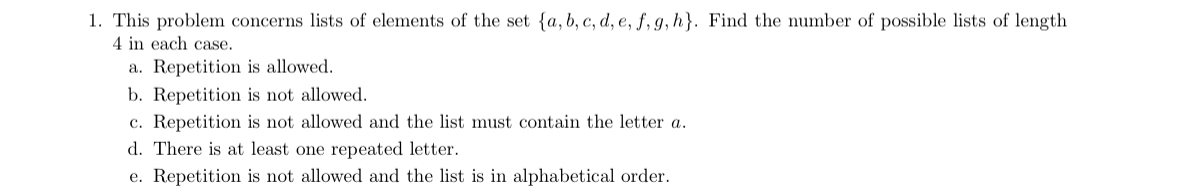 This problem concerns lists of elements of the set | Chegg.com