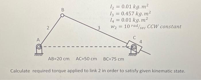Solved stant Calculate required torque applied to link 2 in | Chegg.com