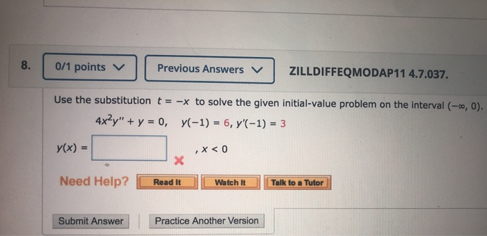 Solved 0/1 points Previous Answers ZILLDIFFEQMODAP11 | Chegg.com