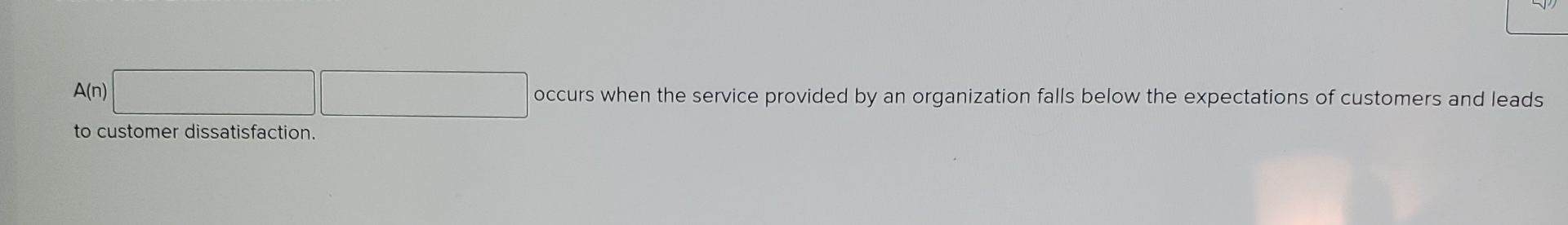 Solved A(n) ﻿occurs when the service provided by an | Chegg.com