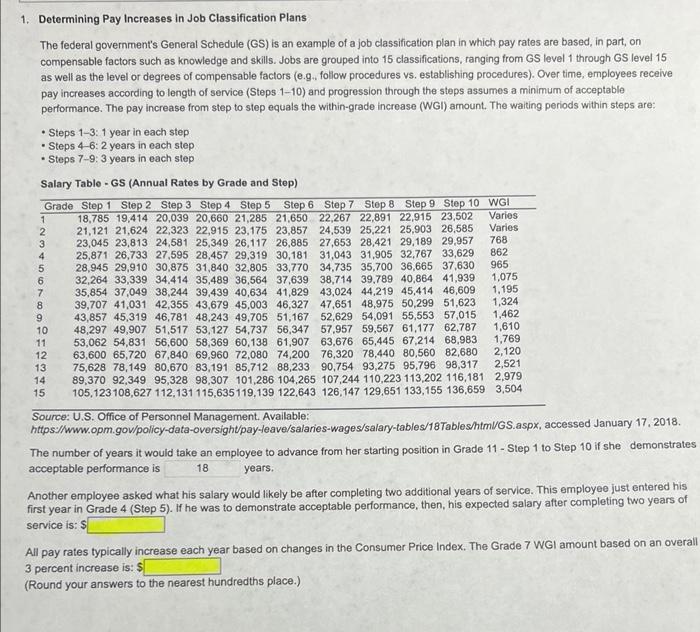 Solved 1. Determining Pay Increases in Job Classification | Chegg.com
