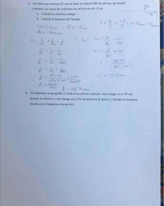 Solved Grade 10 physics unit in French. I only need | Chegg.com