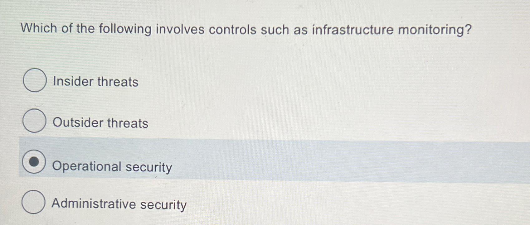 Solved Which of the following involves controls such as | Chegg.com