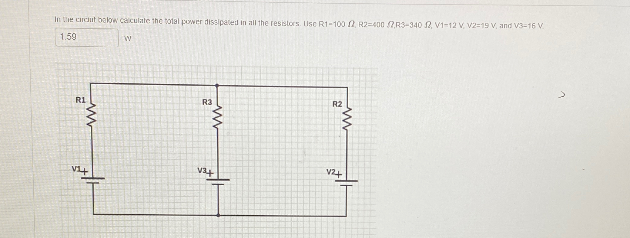 Solved In the circiut below calculate the total power | Chegg.com