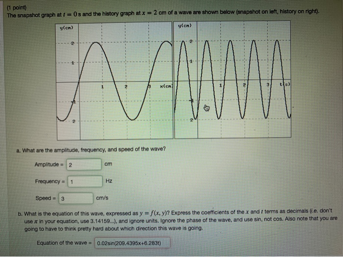 Solved (1 point) The snapshot graph at t = 0s and the | Chegg.com