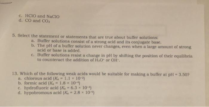 Solved Buffers Buffer solutions changes in by neutralizing | Chegg.com