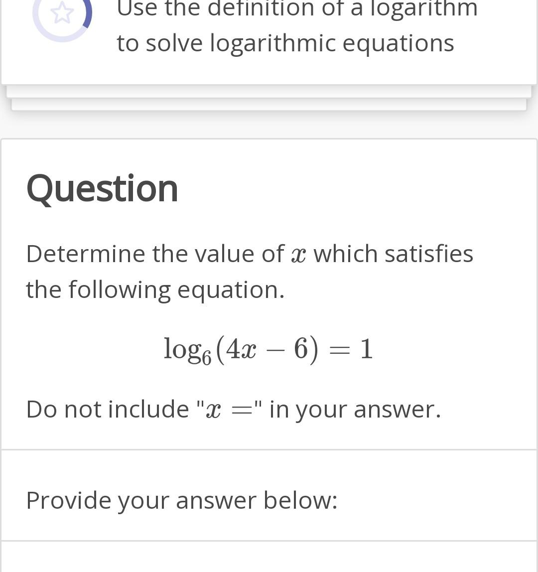 Solved Use the definition of a logarithm to solve | Chegg.com