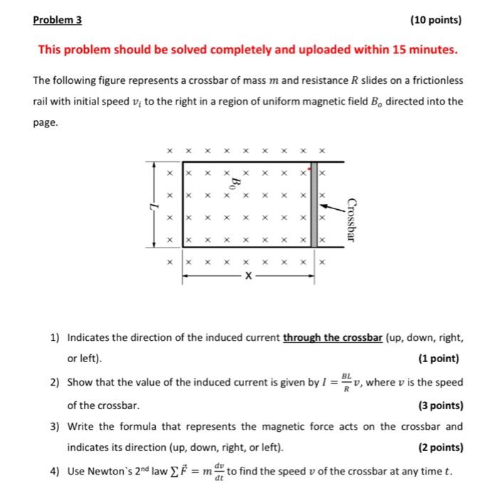 Solved Problem 3 (10 points) This problem should be solved | Chegg.com
