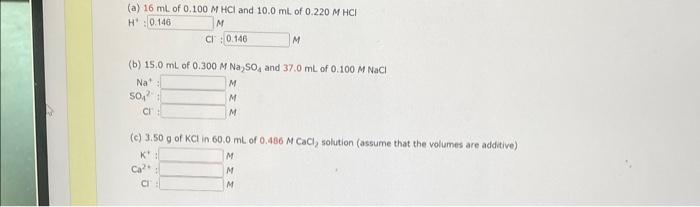 Solved (a) 16 mL of 0.100MHCl and 10.0 mL of 0.220MHCl H4 | Chegg.com