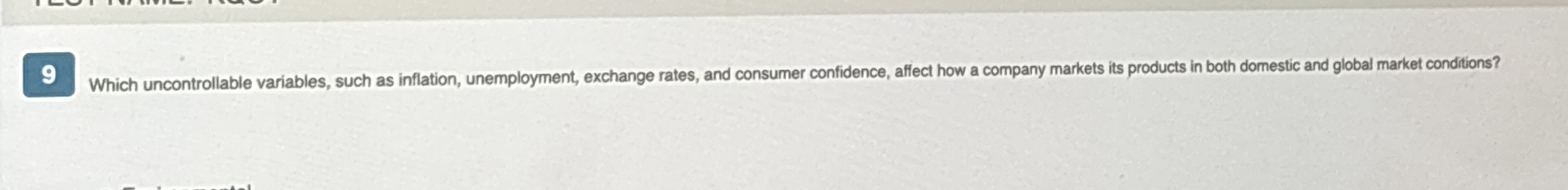 Solved Which uncontrollable variables, such as inflation, | Chegg.com