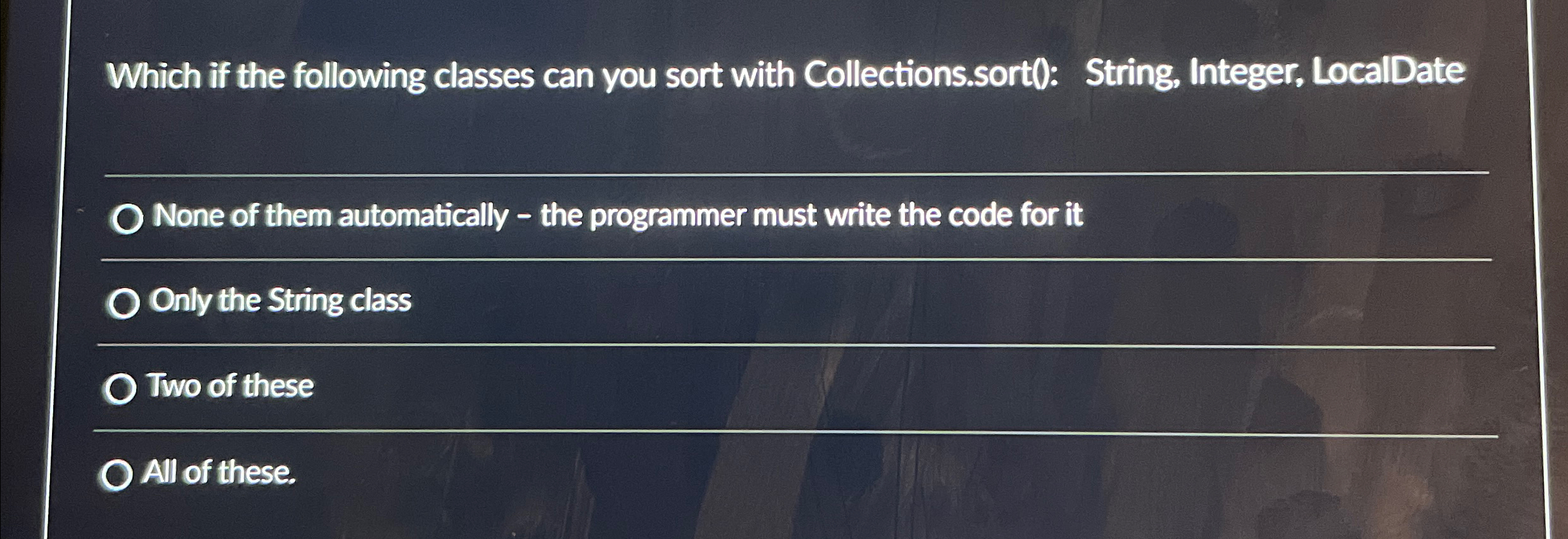 Solved Which if the following classes can you sort with | Chegg.com