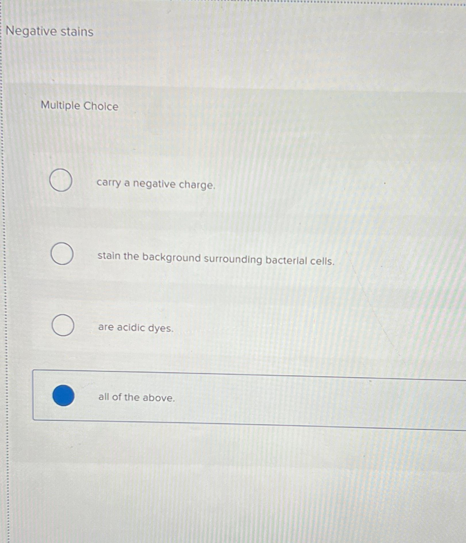 Solved Negative stainsMultiple Choicecarry a negative | Chegg.com