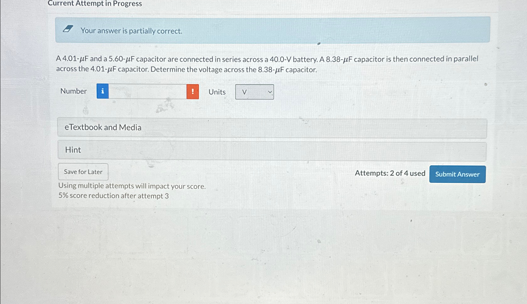 Solved Current Attempt in ProgressYour answer is partially | Chegg.com