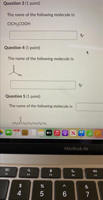 Solved The name of the following molecule is: ClCH2COOH | Chegg.com