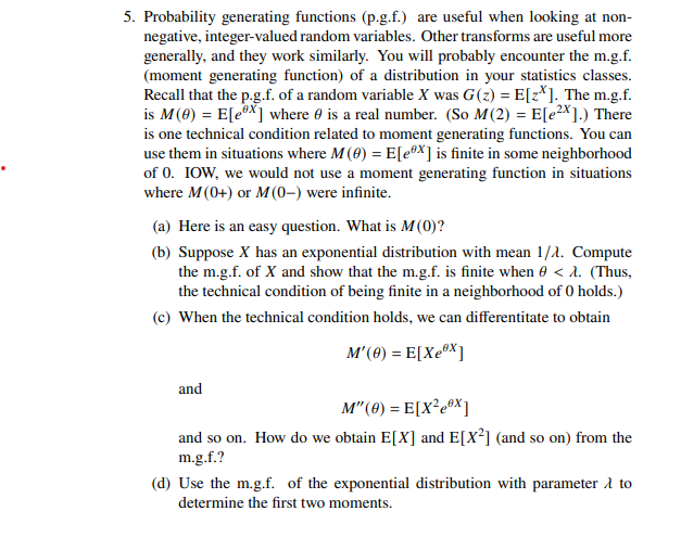 Solved Probability generating functions (p.g.f.) ﻿are useful | Chegg.com
