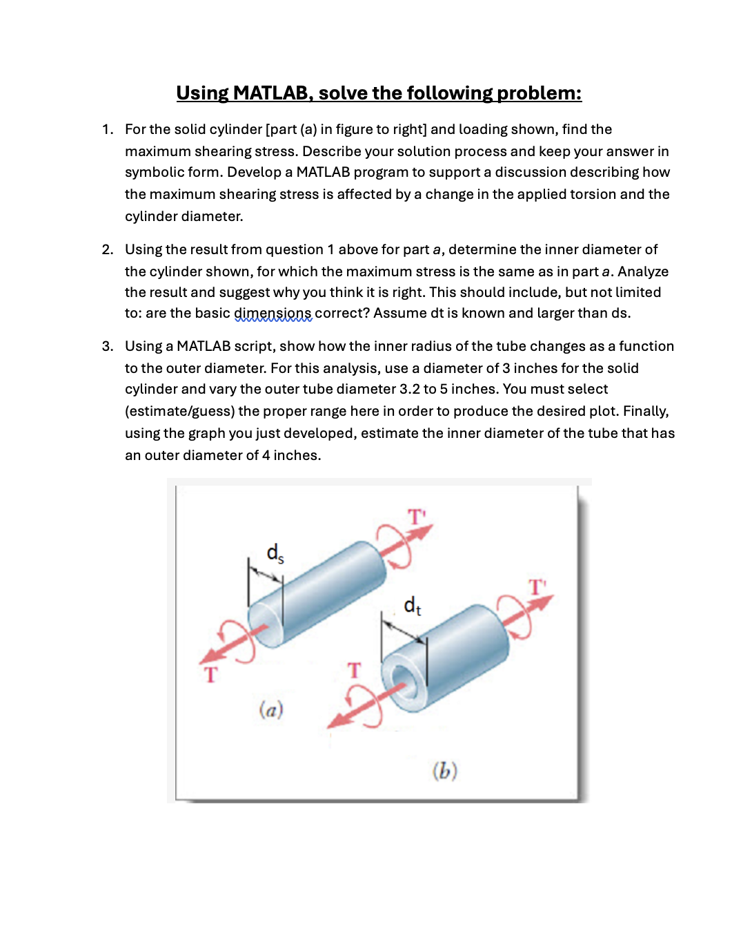 Solved Using MATLAB, solve the following problem:1. ﻿For the | Chegg.com
