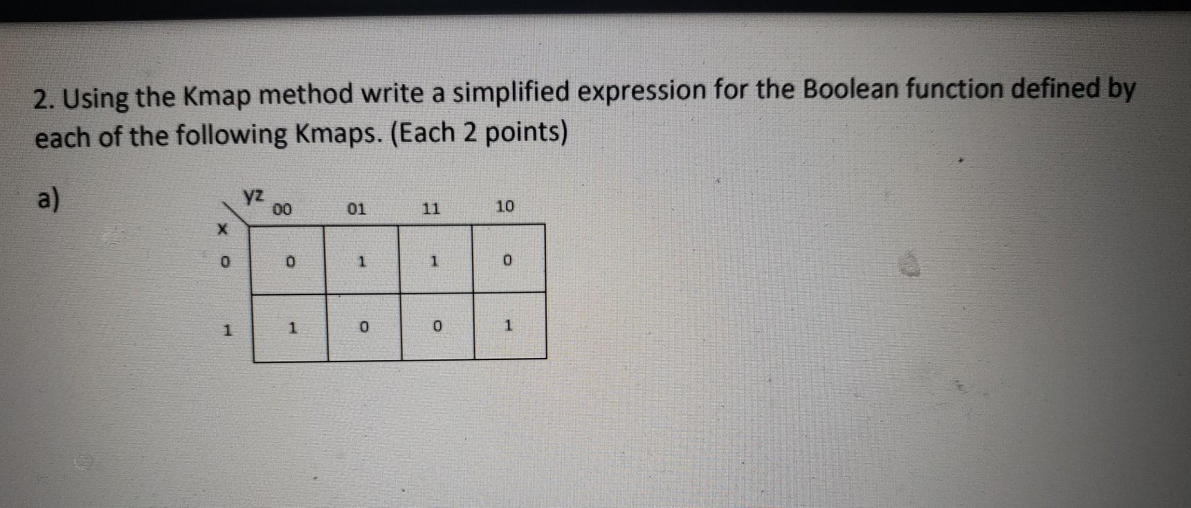 Solved 2. Using the Kmap method write a simplified | Chegg.com
