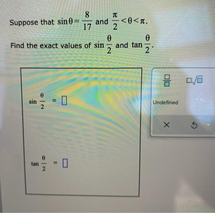 Solved TT Suppose that sin 8 and 17 2 | Chegg.com
