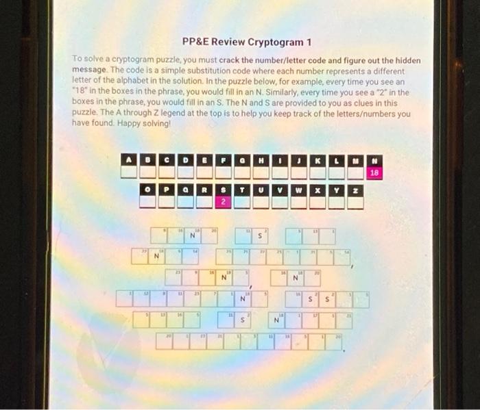 PP&E Review Cryptogram 1 To solve a cryptogram | Chegg.com